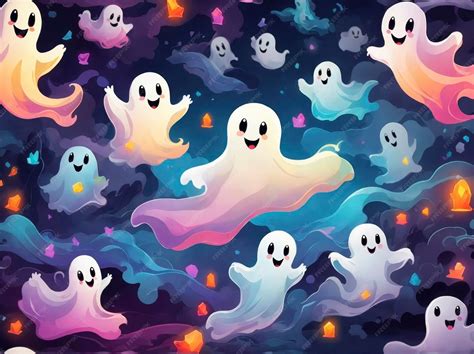 Premium Photo Playful Cartoon Ghosts Having Fun