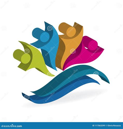 Logo Optimistic Friendship Teamwork People Vector Image Cartoondealer