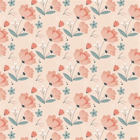 Hand Drawn Small Flowers Pattern Design Free Vector