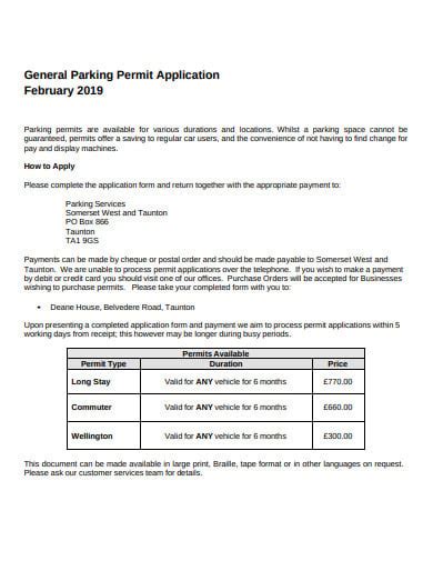11 Parking Permit Application Templates In Pdf Doc