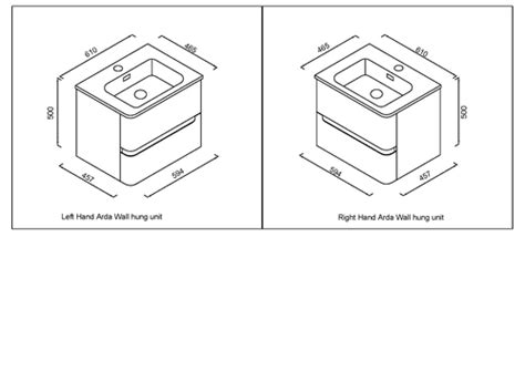 Arda Basin Unit Wall Hung White Gloss Left Hand 600mm
