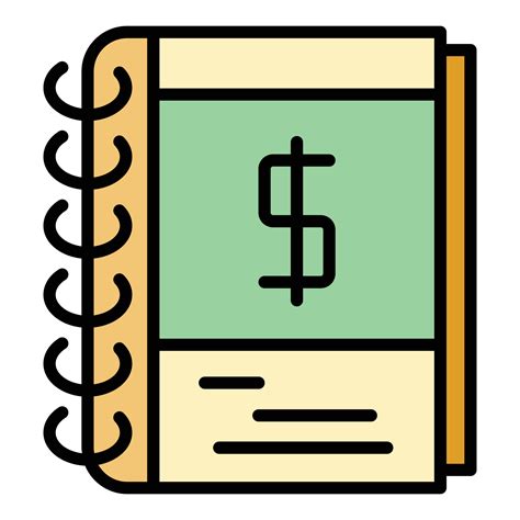Notebook Money Report Icon Color Outline Vector 15095963 Vector Art At
