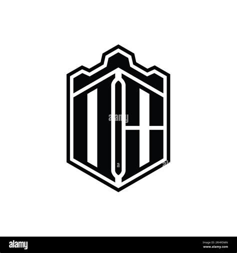 Do Letter Logo Monogram Hexagon Shield Shape Crown Castle Geometric