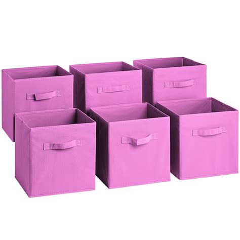 Sorbus 11 Inch 6 Pack Storage Cube Bins With Handles Pastel Pink