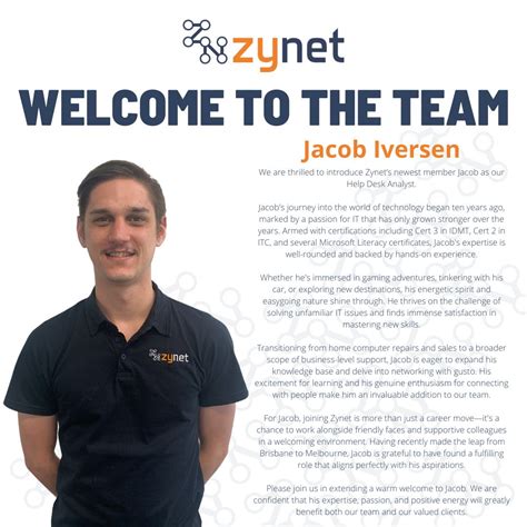 Zynet Pty Ltd On Linkedin Welcome To Zynet Jacob Iversen