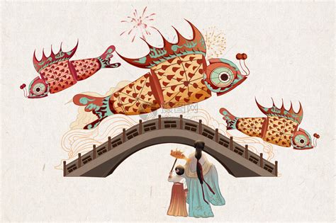 非遗文创鱼灯素材插画图片下载 正版图片402551662 摄图网
