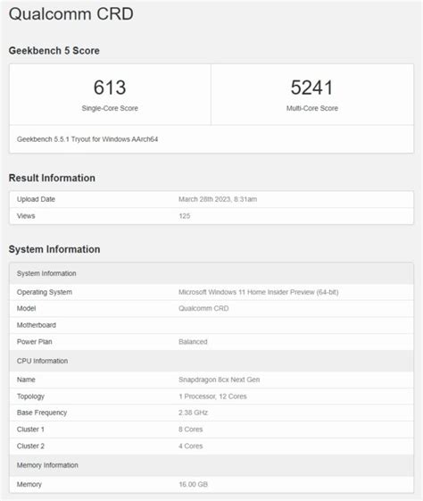 Snapdragon Cx Gen Engineering Sample Shows Up On Geekbench With Core Cpu Configuration