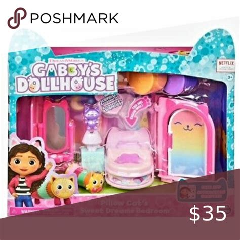 Dreamworks Gabbys Dollhouse Pillows Cats Sweet Dreams Bedroom Set