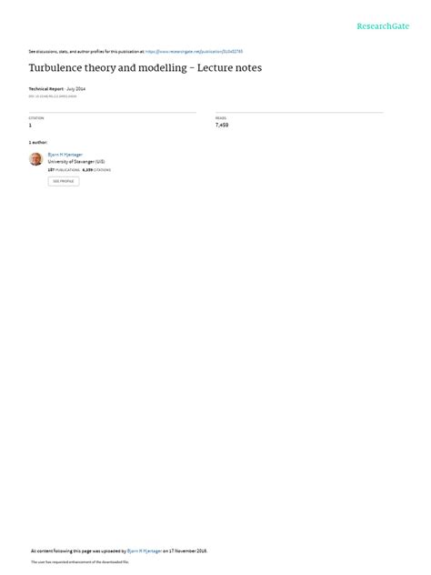 Turbulencetheoryandmodelling Lecturenotes 2014 Pdf Turbulence Fluid Dynamics