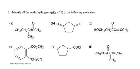Identify all the acidic hydrogens (pKa