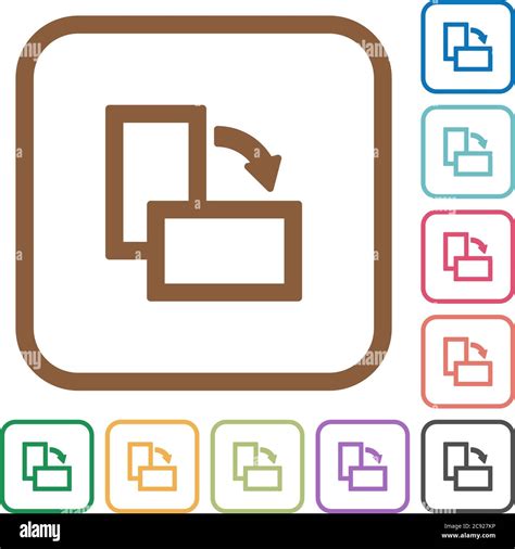 Rotate Right Simple Icons In Color Rounded Square Frames On White Background Stock Vector Image