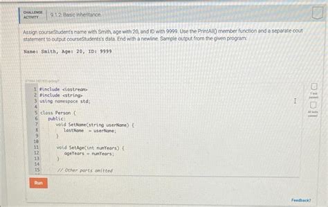 Solved Challenge Activity 912 Basic Inheritance Assign