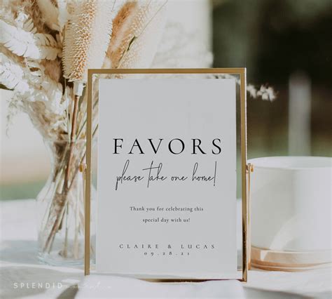 Modern Wedding Favors Sign Template Elegant Editable Design Digital