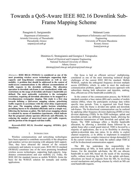 Pdf Towards A Qos Aware Ieee 80216 Downlink Sub Frame Mapping Scheme