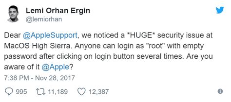Apple Vulnerability Root Login Without Password Possible