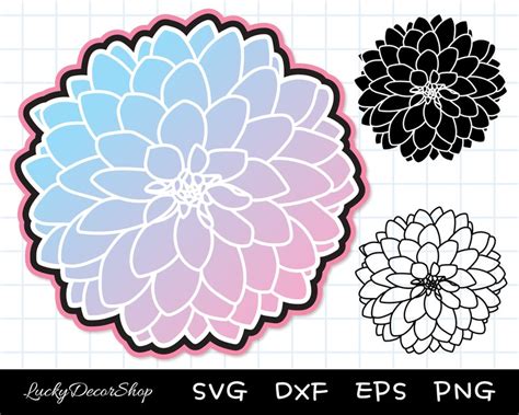 Dahlia SVG Layered Flower Svg Flower Svg Silhouette Etsy