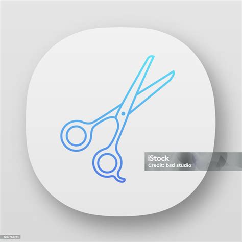 가위 응용 프로그램 아이콘입니다 이발 가위 손가락 중괄호 당김으로 악기를 절단 미용 도구 Ui Ux 사용자 인터페이스 웹 또는 모바일 응용 프로그램입니다 벡터 절연