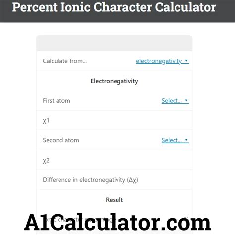 Percent Ionic Character Calculator Free A1calculator