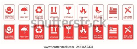 Fragile Package Icon Set Packaging Warning Stock Vector Royalty Free