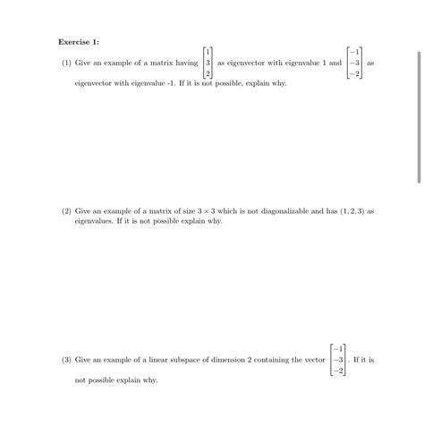 solved exercise 1 1 give an example of a matrix having