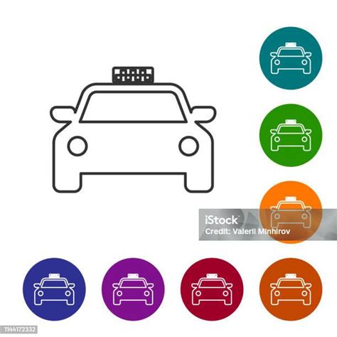 灰色計程車車線圖示隔離在白色背景在顏色圓圈按鈕中設置圖示向量插圖向量圖形及更多交通方式圖片 交通方式 圓形 圖標集 Istock