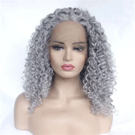 Marquesha 100 Heat Resistant Fiber Hair Grey Curly Synthetic Lace