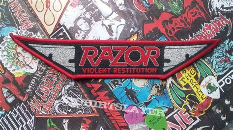 Razor Violent Restitution Strip Patch Tshirtslayer Tshirt And