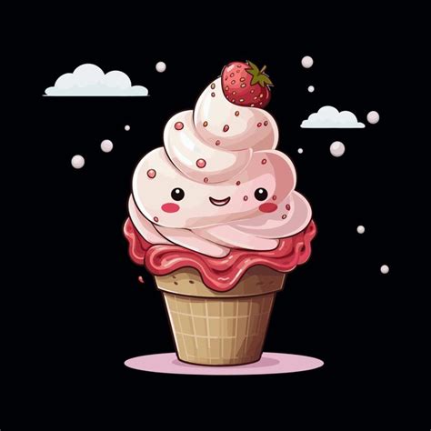 Premium Vector A Cute Cartoon Ice Cream Vector Illustration