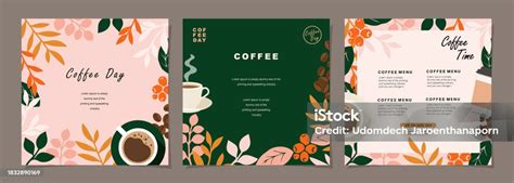 포스터 표지 메뉴 소셜 미디어 게시물 또는 다른 템플릿 디자인을 위한 최소한의 배경에 커피 원두가 있는 스케치 배너 세트입니다