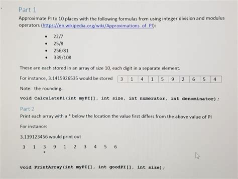 Solved Part 1 Approximate Pi To 10 Places With The Following