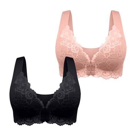 Qolati 2 Pack Push Up Bras For Women Full Coverages Front Closure Plus