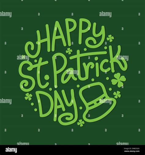Vector Illustration Of Happy Saint Patricks Day Hand Lettering Saint