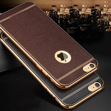 Litchi Grain Luxury Plating Tpu Silicone Mobile Phone Case For Iphone 6