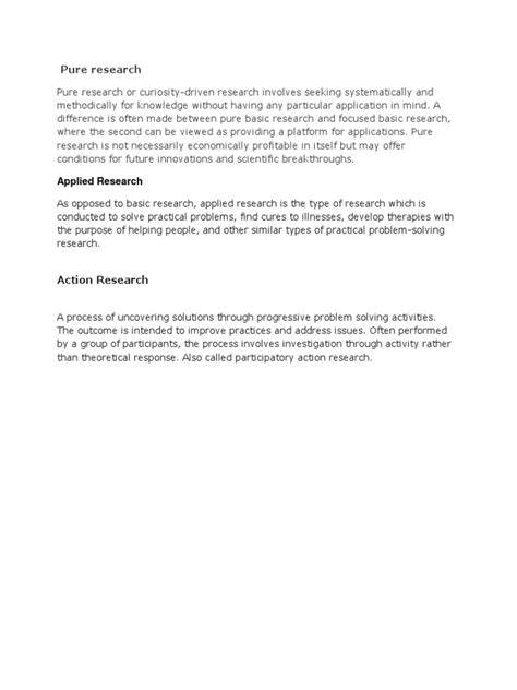Pure Or Basic Research Pdf Action Research Basic Research