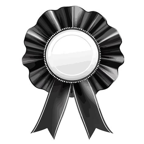 Elegant Black And White Award Ribbon Symbol Vector Illustration