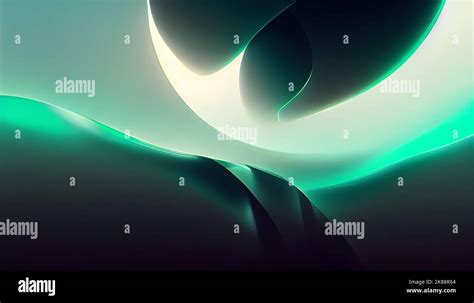 Abstract Emerald And White Waves Background Subtle Gradients Flow Liquid Lines Design Element