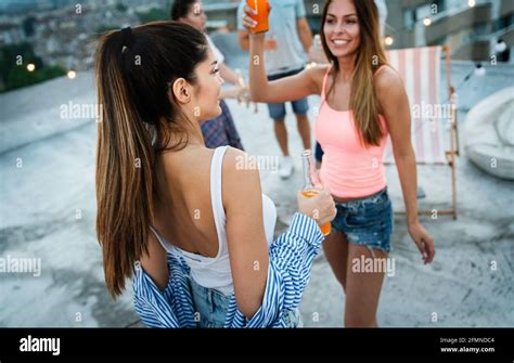 Party Holidays Celebration And Friendship Concept Happy Beautiful