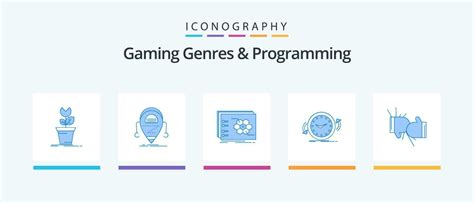 Gaming Genres And Programming Blue Icon Pack Including Clockwise
