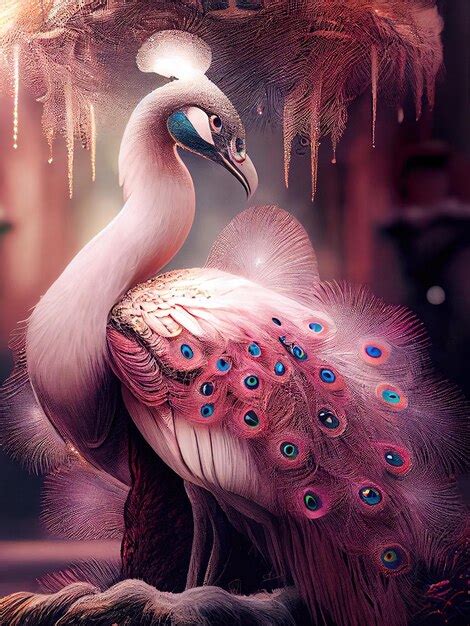 Premium Ai Image Generative Ai Beautiful Pink Peacock In A Font