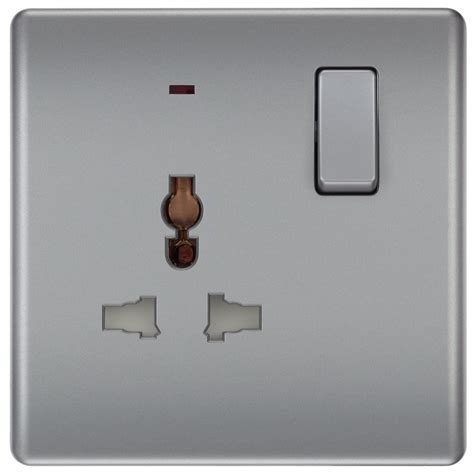 A Switched Universal Socket With LED Grey Pakistan Cables Decoris Series Led Lights M