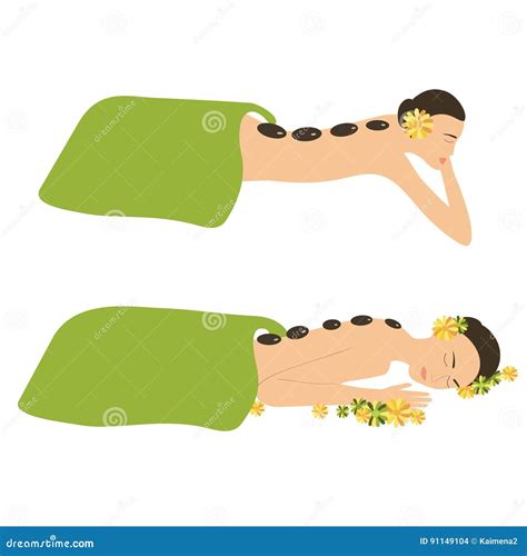 Woman Spa Massage Stone Stock Vector Illustration Of Wellness 91149104