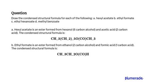 Solved Draw The Condensed Structural Formula For Each Of The Following