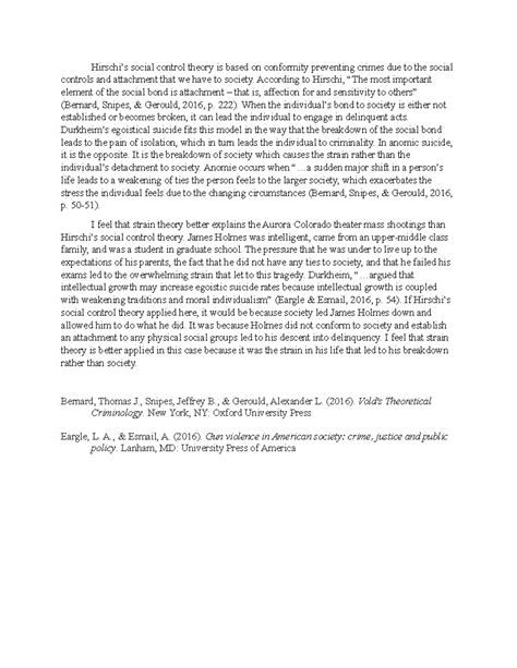 Ttu Crim 4325 Social Control And Strain Theory Discussion Hirschis