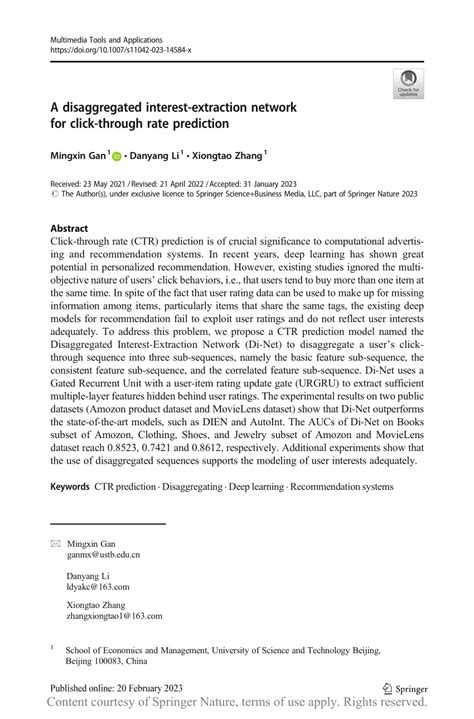 A Disaggregated Interest Extraction Network For Click Through Rate Prediction Request Pdf