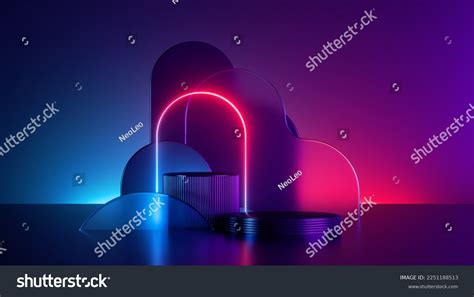 3d 렌더링 빛나는 아치와 빈 연단이 스톡 일러스트 2251188513 Shutterstock