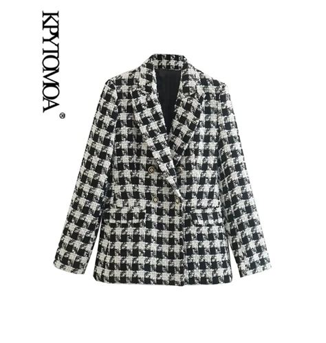 체크코트 여성롱코트 여자 남자 겨울 트렌치 Kpytomoa 여성 패션 트위드 하운드투스 체크 무늬 블레이저 티몬