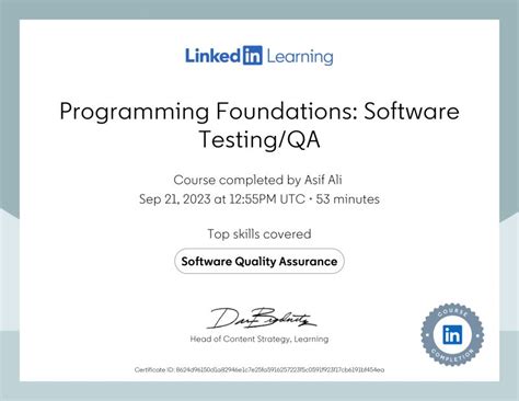 Asif Ali On Linkedin Just Finished The Course Programming Foundations Software Testingqa