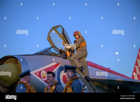 Raf Lightning Pilot Reenactor During Evening Night Photoshoot At