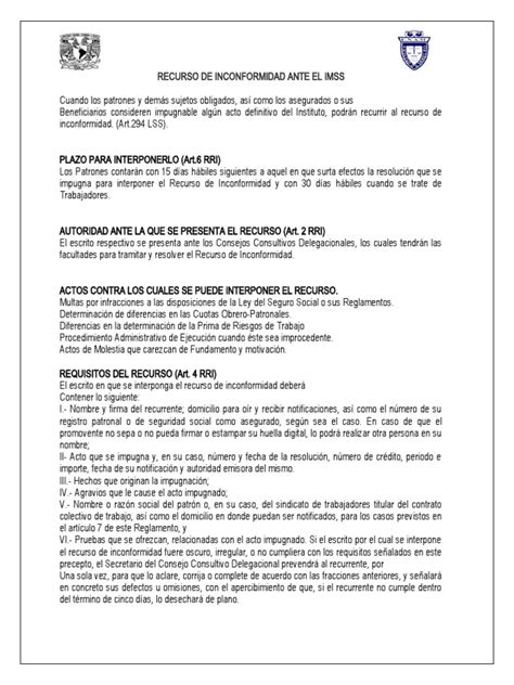 Recurso Inconformidad Imss Pdf Esfera Pública Información Del