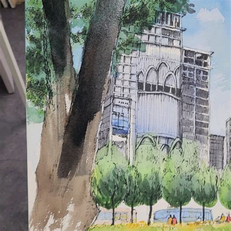 어반스케치 작가 윤코 Urbansketchers 어반스케치 20호크기 수강생작품 윤코화실 화요일 연구반 대형작품을 하면 시원시원하고 재미가 있어 좋다